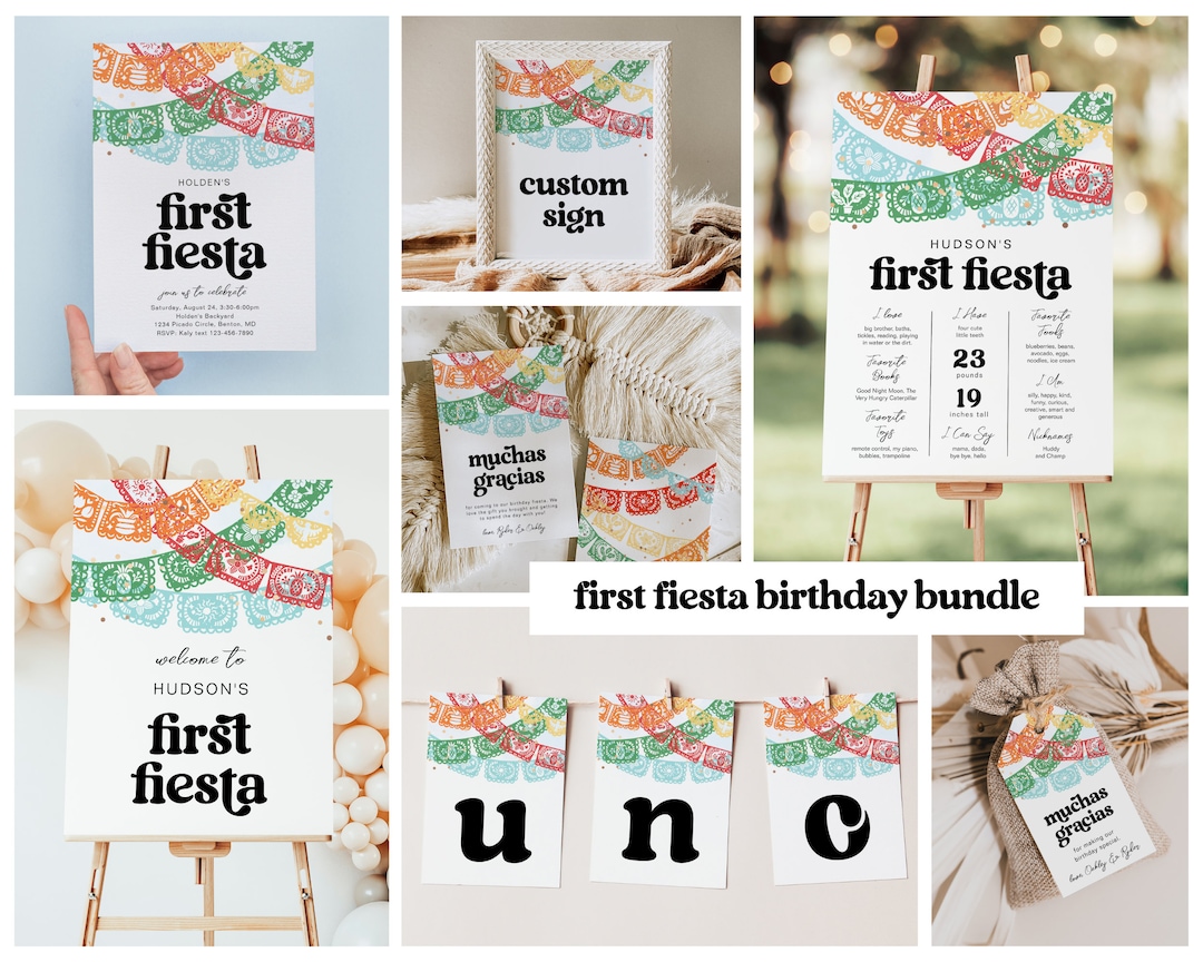 First Fiesta Birthday Bundle, Digital Fiesta Birthday Party, Digital ...