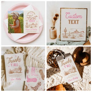 Cowgirl First Birthday Bundle, First Rodeo Birthday Bundle, Pink First ...