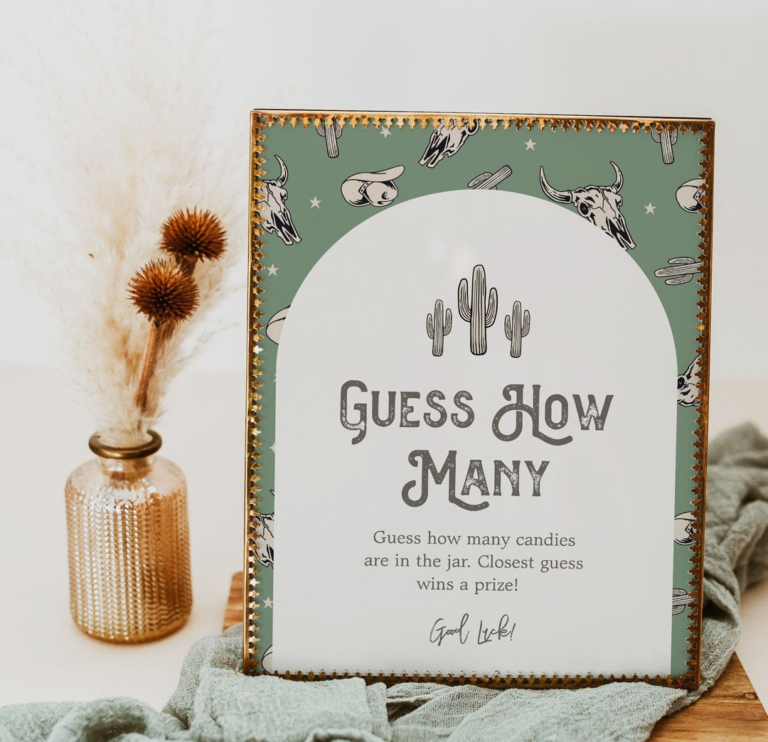 Western Guess How Many Sign, Editable Western Baby Shower Game Sign ...