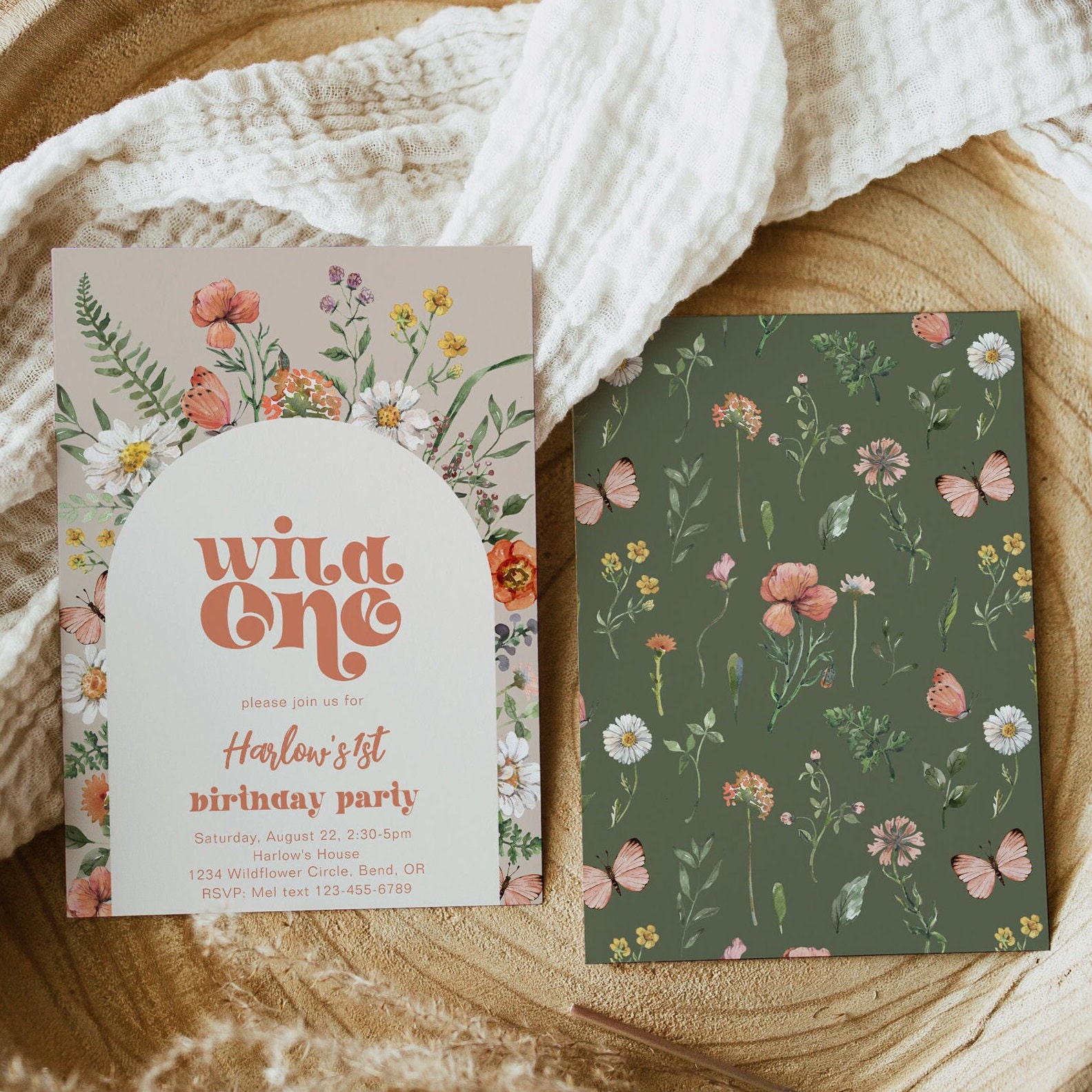 Wildflower Birthday Party Invitation, Girl's Wildflower Invitation ...