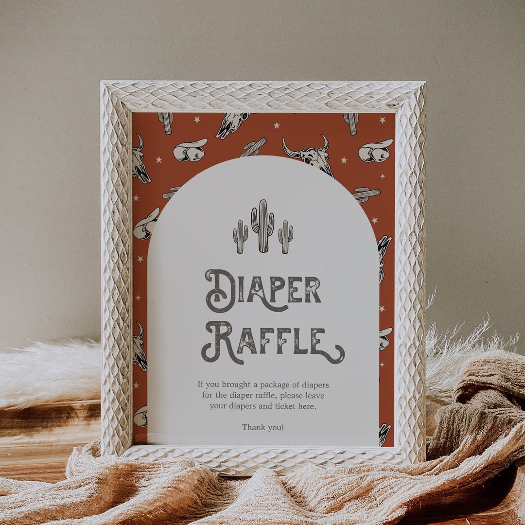 Wild West Diaper Raffle Sign, Southwestern Diaper Raffle Sign, Western ...