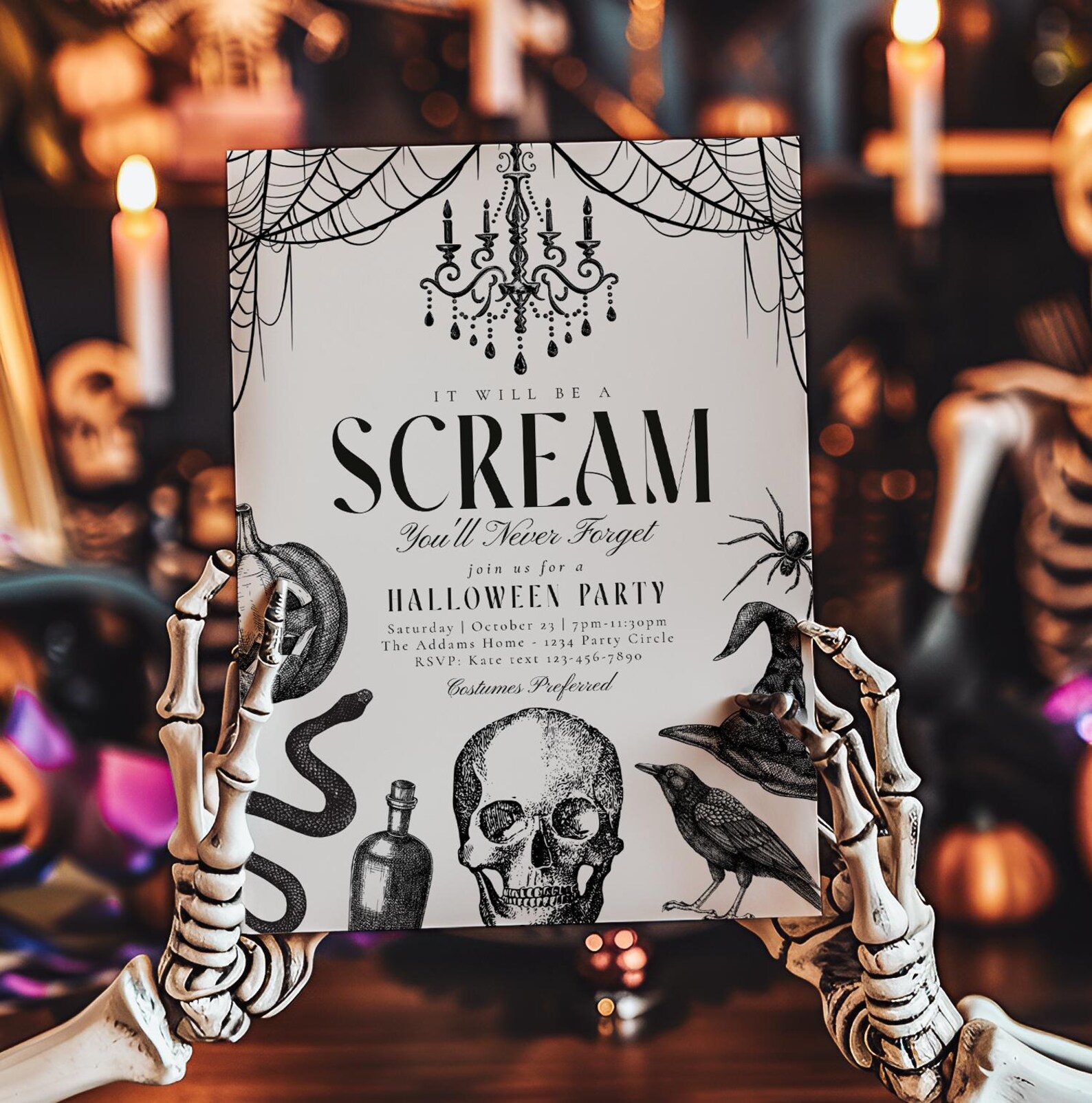 Adult Halloween Party Invitation, Halloween Costume Party Invitation ...