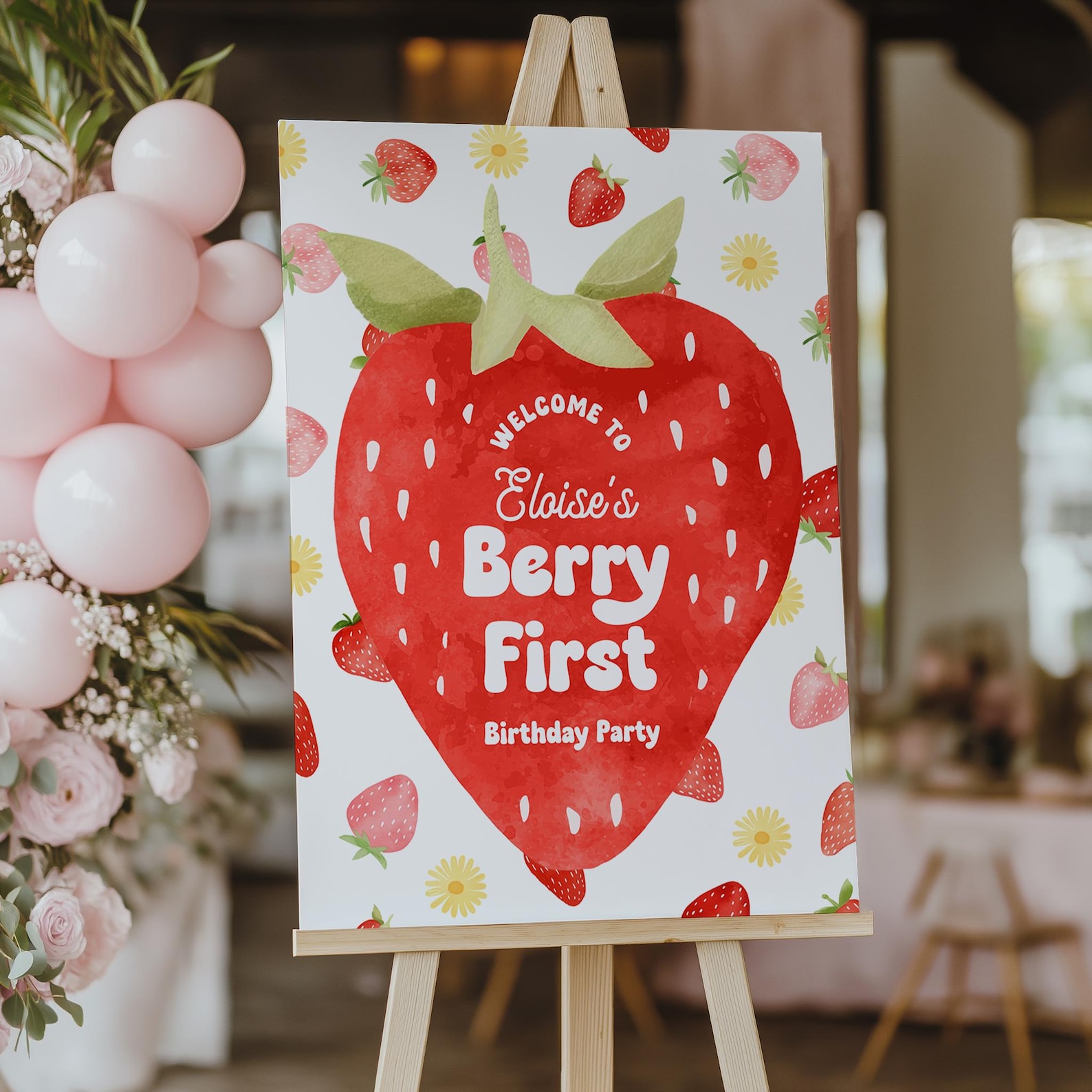 18x24 Berry First Birthday Party Welcome Sign, Berry Welcome Sign ...