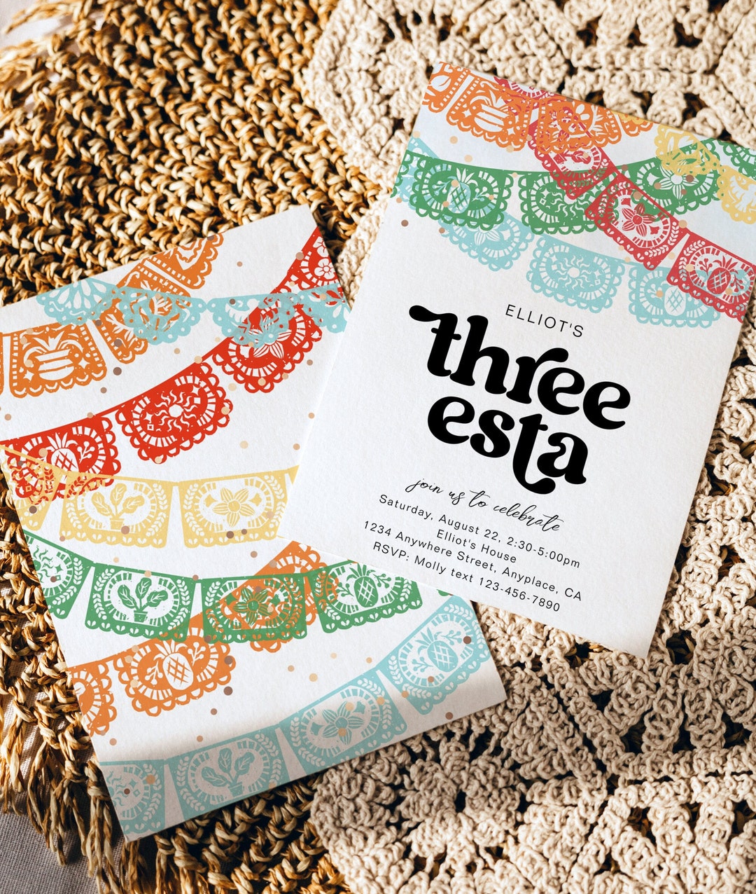 Three Esta Birthday Party Invitation, Third Birthday Fiesta, Fiesta ...