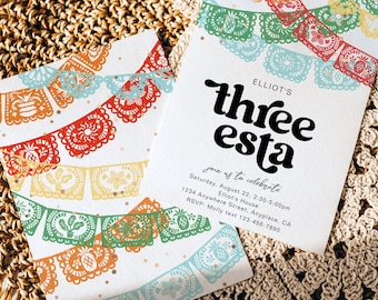 Three Esta Birthday Party Invitation, Third Birthday Fiesta, Fiesta ...