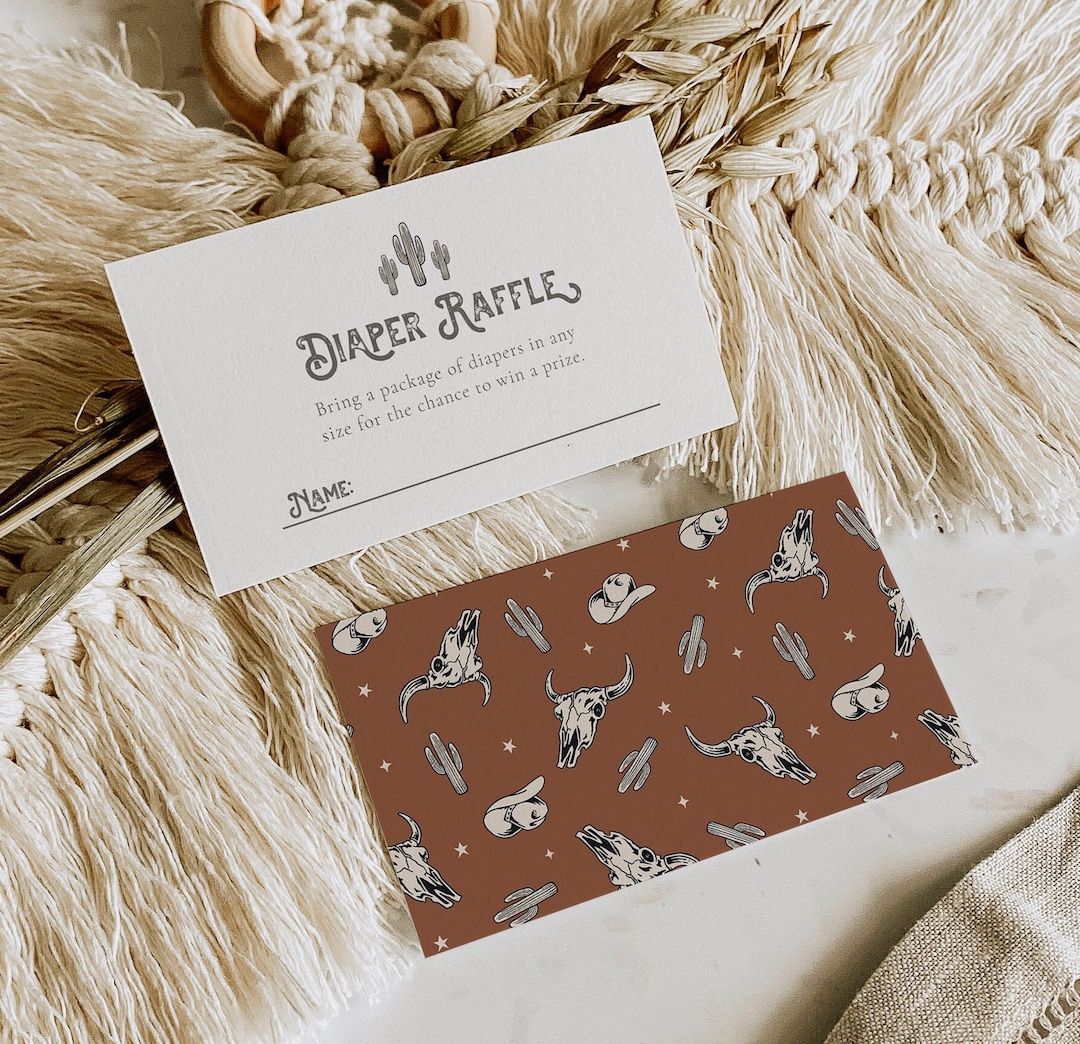 Wild West Diaper Raffle Cards, Western Diaper Raffle Cards, Western ...