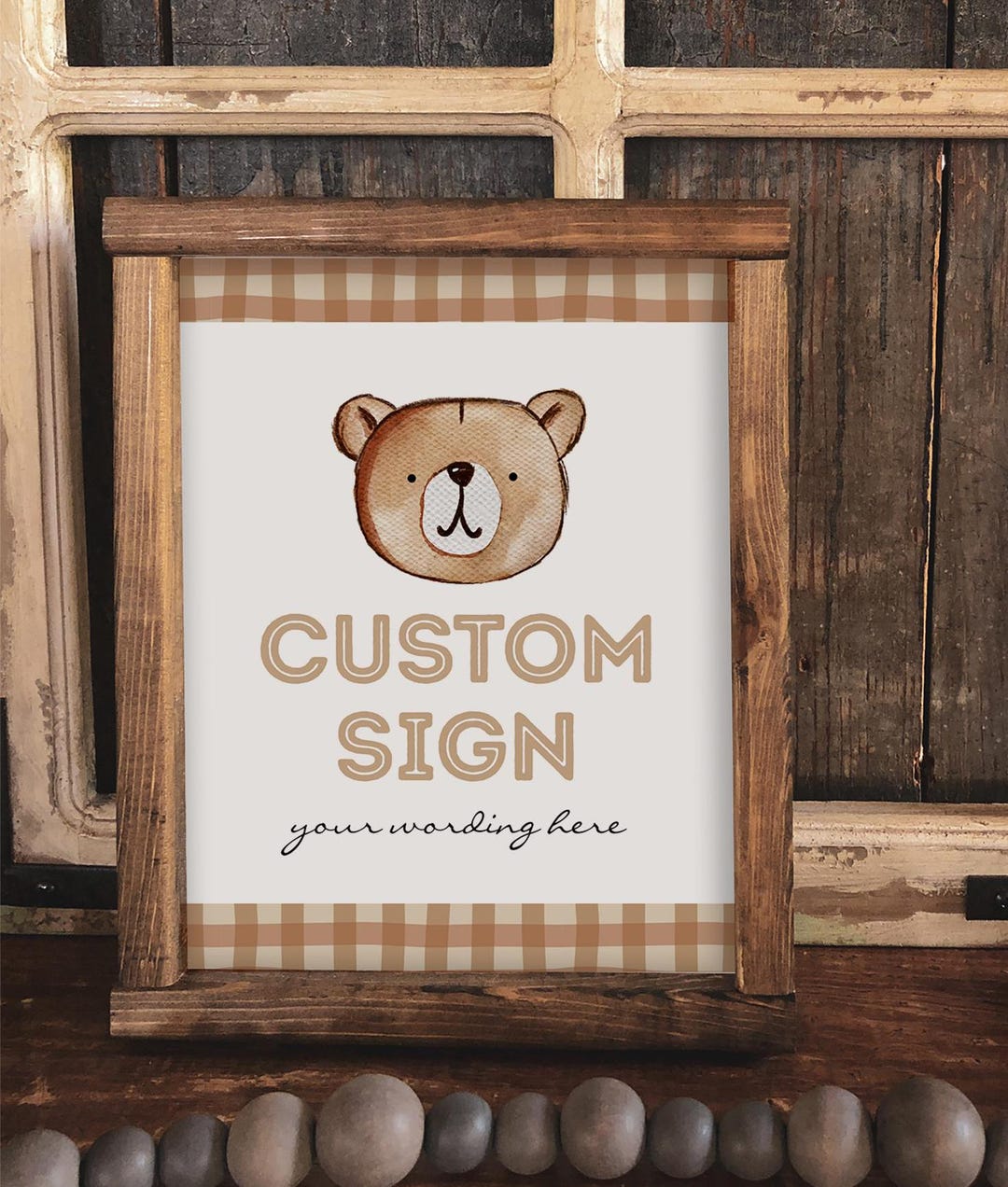 8x10 Bear Custom Sign, Editable Bear Party Sign, Bearly One Party Sign ...