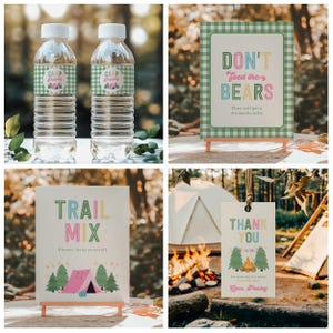 Girl's Camping Birthday Bundle, Digital Camping Bundle, Glamping ...