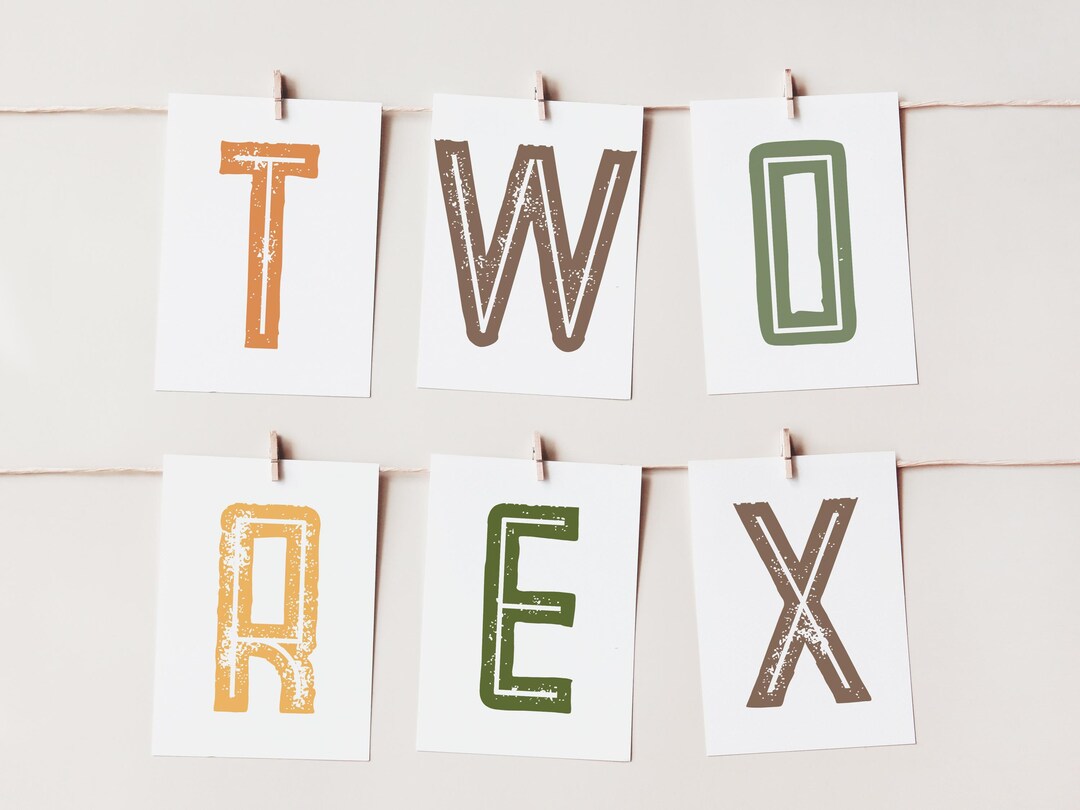 Digital Two-rex Bunting Banner, Two-rex Banner, Printable Dinosaur ...