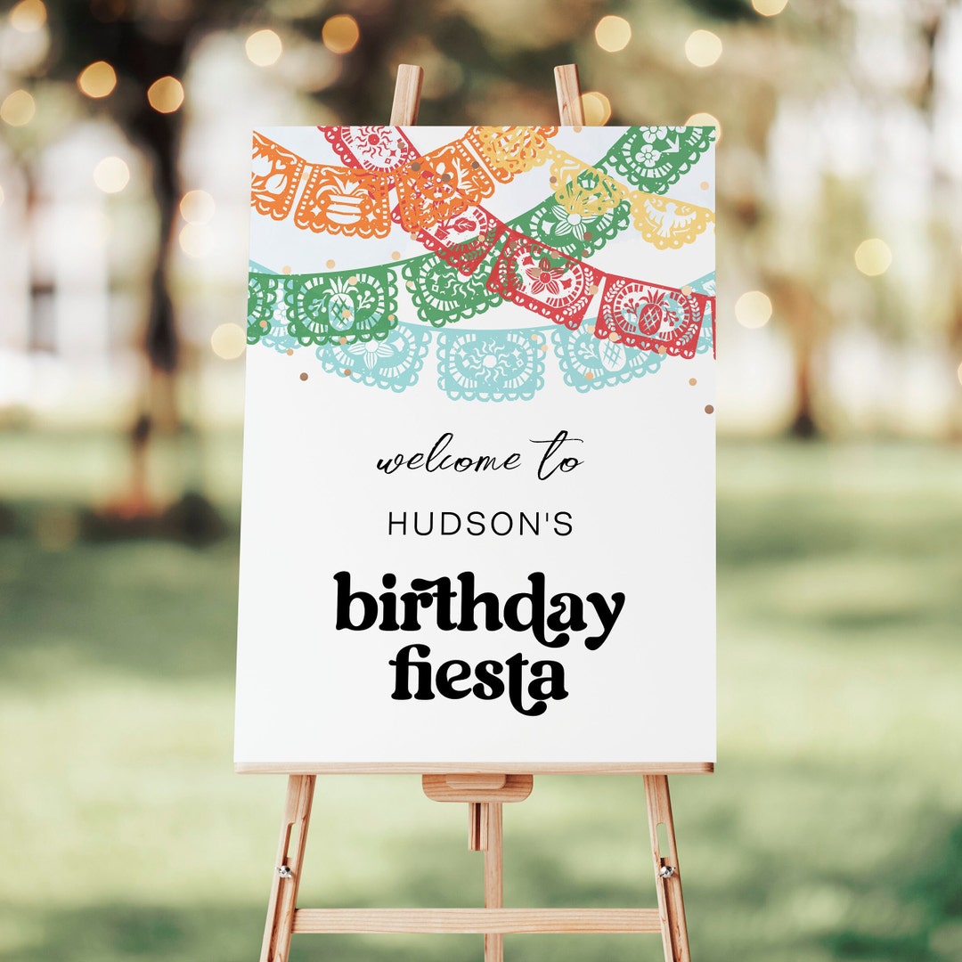 Editable Fiesta Birthday Welcome Sign, Fiesta Party Welcome Sign ...