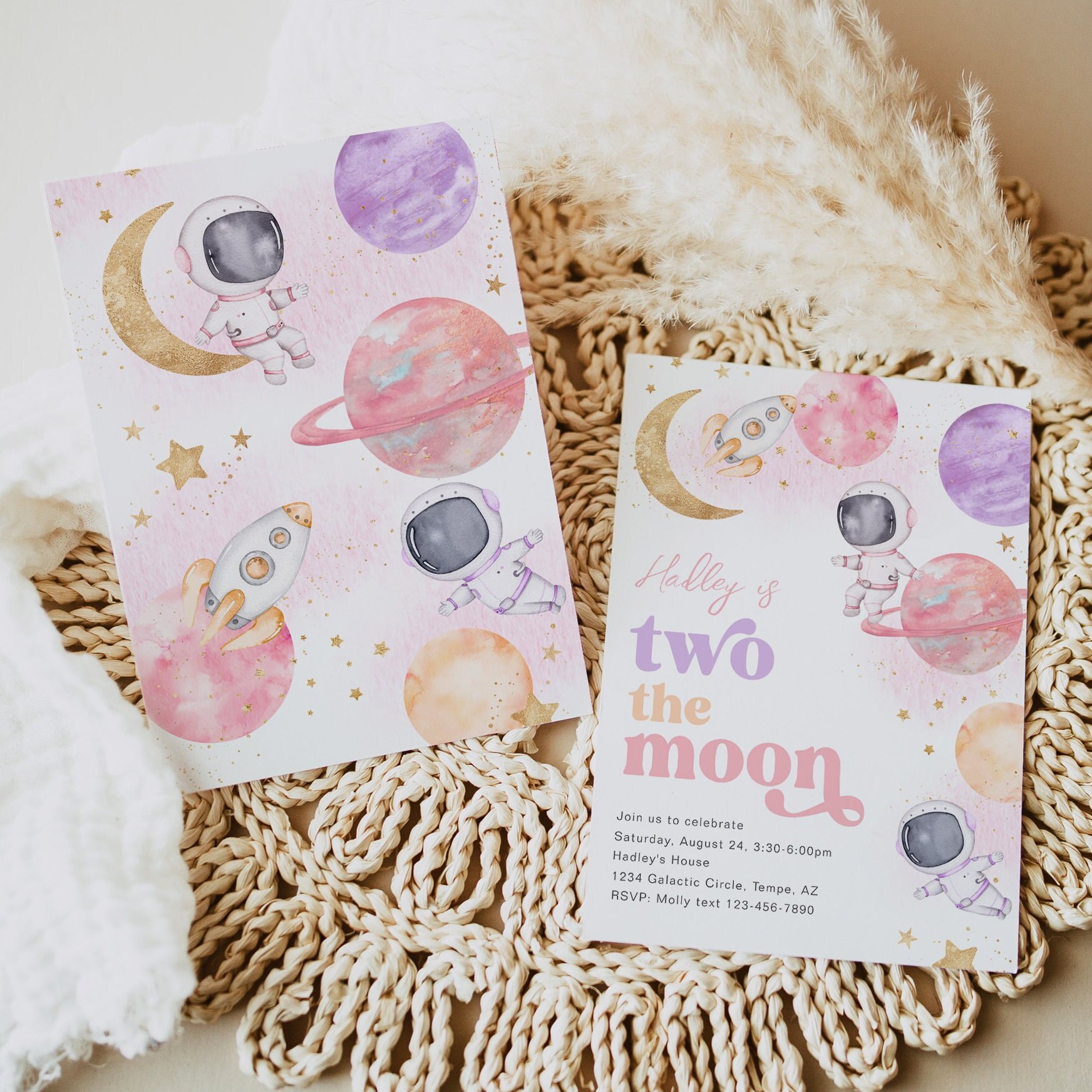 Two the Moon Birthday Party Invitation, Two the Moon Party, Digital Two ...