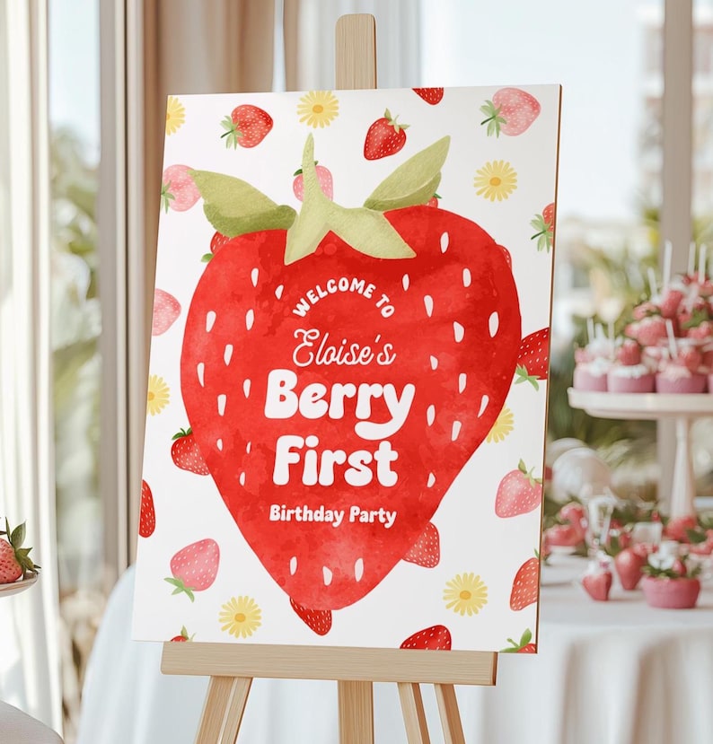 18x24 Berry First Birthday Party Welcome Sign, Berry Welcome Sign ...