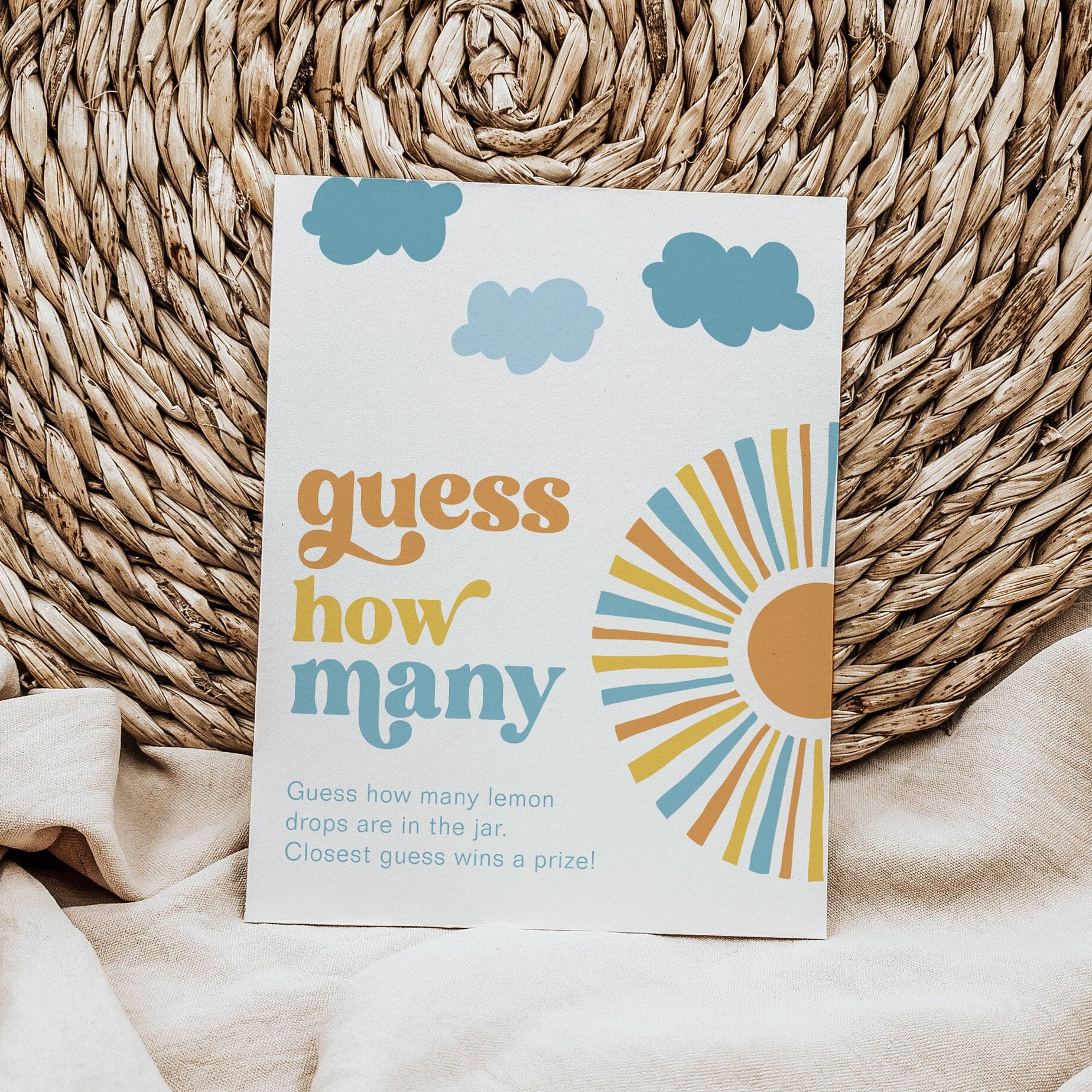 Sun Guess How Many Sign, Sun Baby Shower Game Sign, Here Comes the Son ...