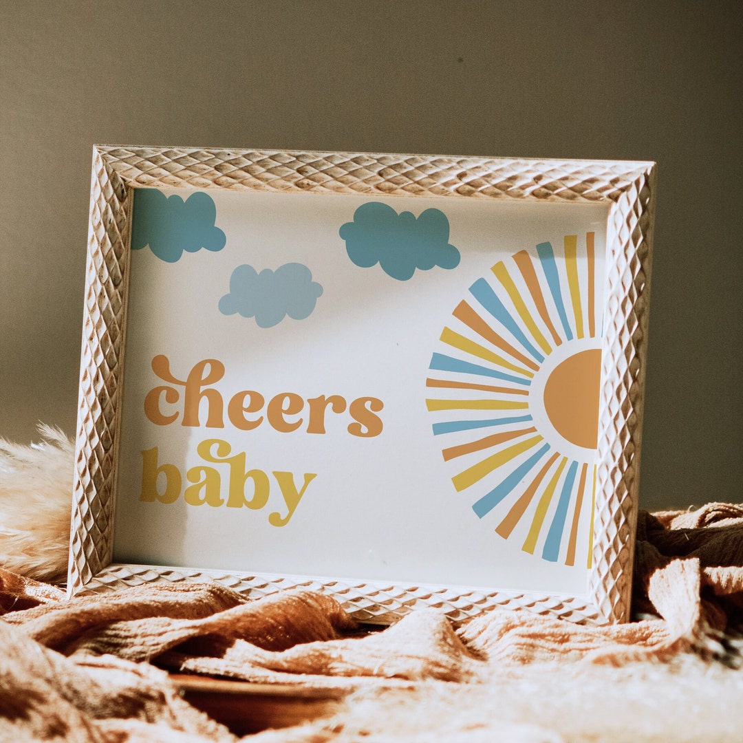 Digital Sun Cheers Baby Sign, Sun Baby Shower Sign, Printable Sun Baby ...