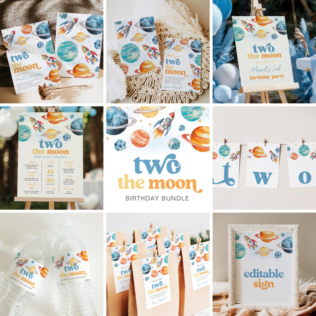 Two the Moon Party Bundle, Digital Two the Moon Party Package, Girl's ...