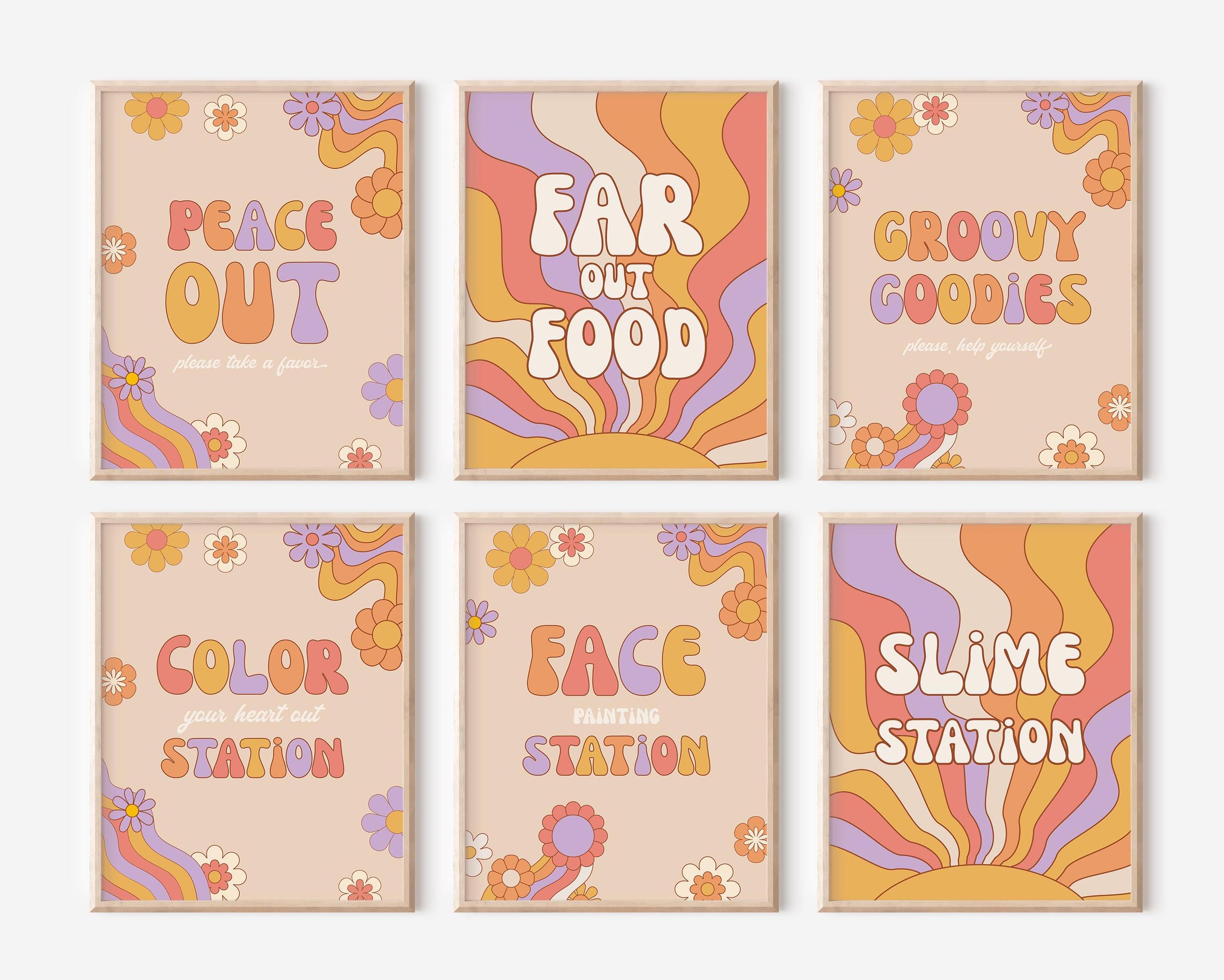 Groovy Party Sign Bundle, Girl's Groovy Party Bundle, Purple Groovy ...