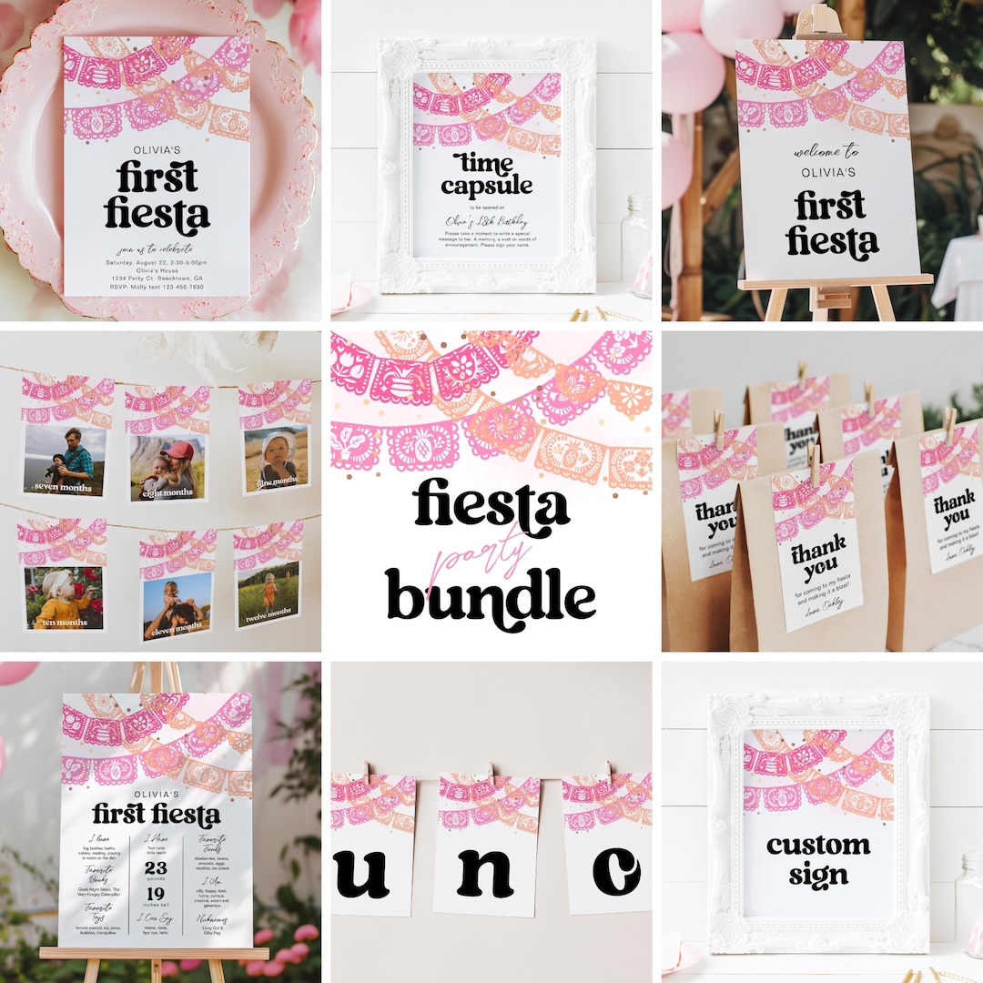 First Fiesta Birthday Bundle, Digital Fiesta Birthday Party, Digital ...