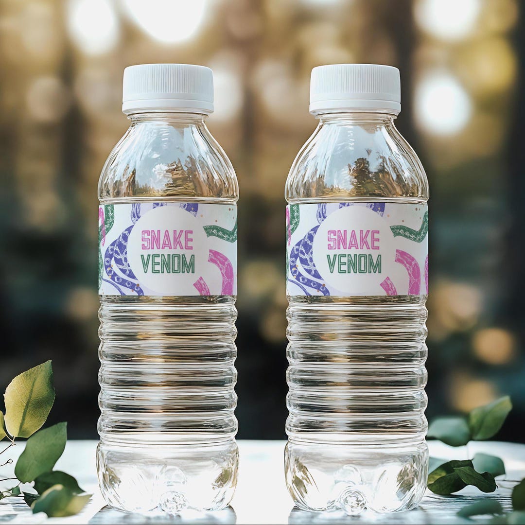 Girl Reptile Water Bottle Labels, Girl's Snake Water Labels, Snake ...