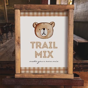 8x10 Editable Bear Trail Mix Bar Sign, Bear Trail Mix Sign, Woodland ...