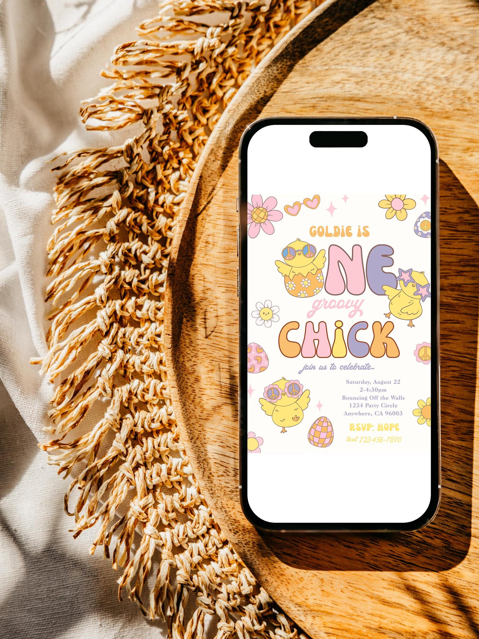 One Groovy Chick Birthday Invitation, Chick Birthday Invitation, Easter ...