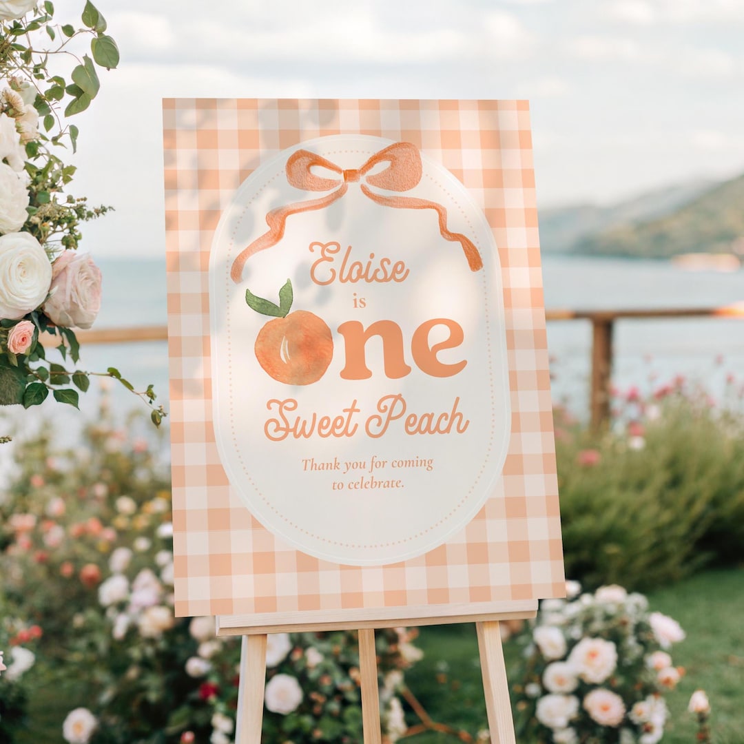 18x24 Peach Welcome Sign, Watercolor Peach Birthday, Peach Welcome Sign ...