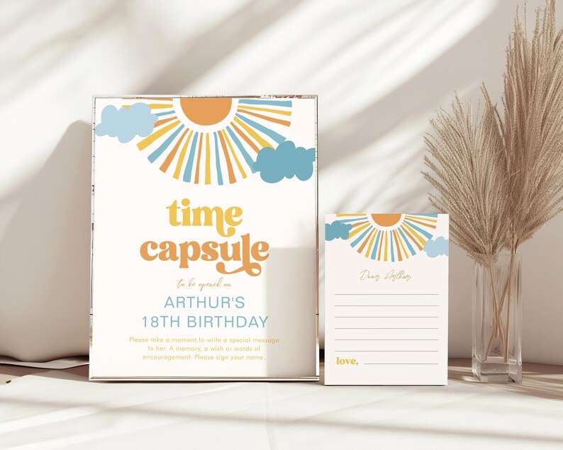Sun Time Capsule Sign and Notecard, Digital Sun Time Capsule Sign ...