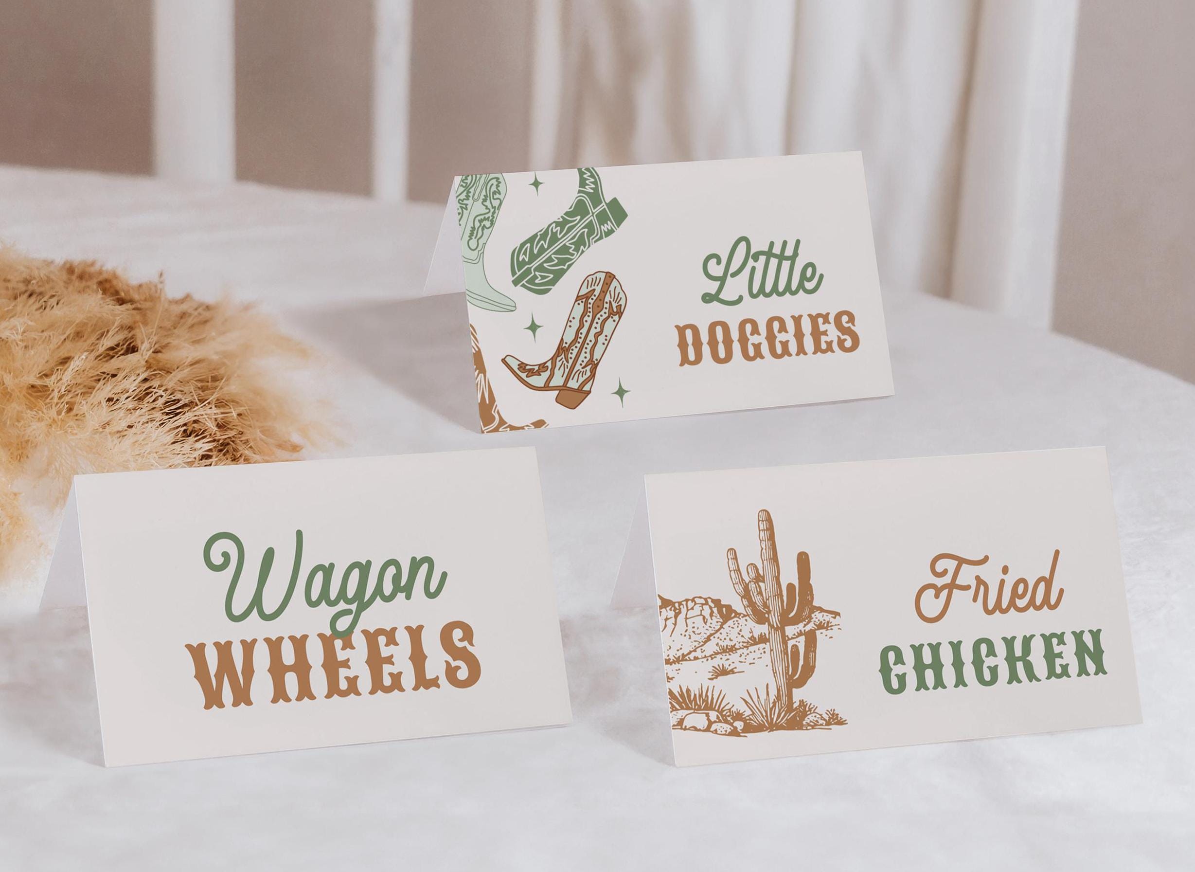 Folded Western Food Tent Cards, Digital Cowboy Food Tent Cards ...