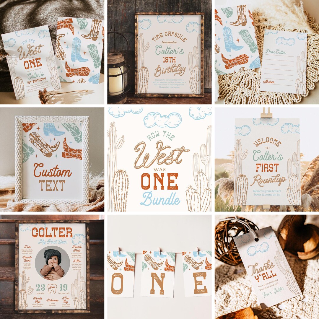 How the West Was One Bundle, Cowboy First Birthday Bundle, Boy's First ...