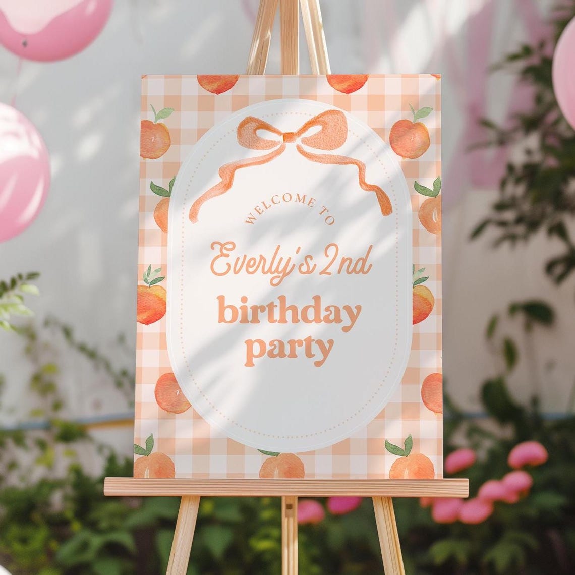 18x24 Peach Welcome Sign, Watercolor Peach Birthday, Peach Welcome Sign ...