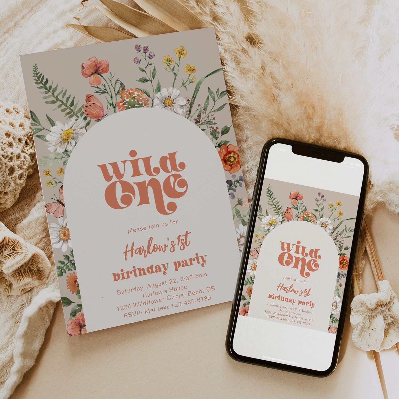 Wildflower Birthday Party Invitation, Girl's Wildflower Invitation ...