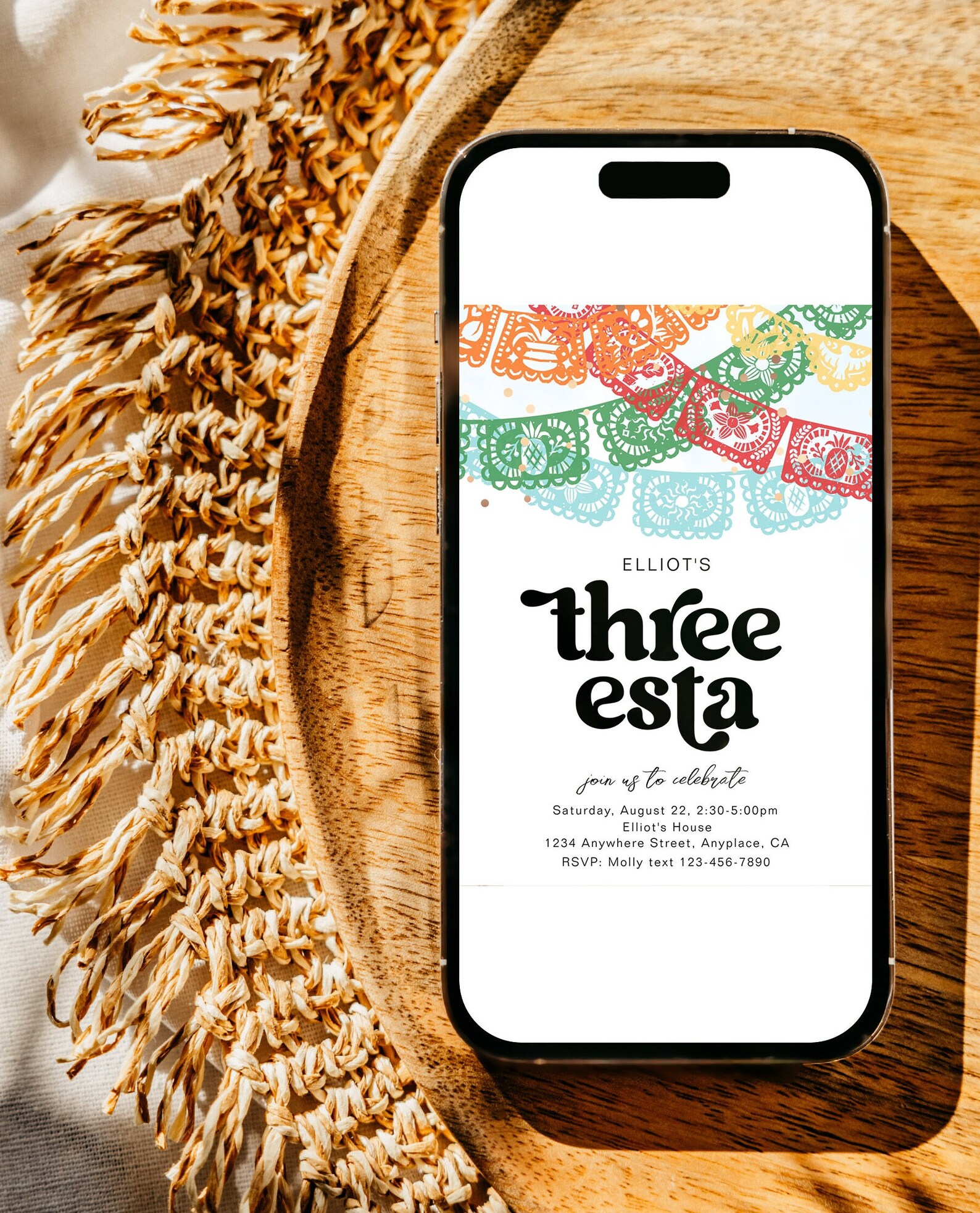 Three Esta Birthday Party Invitation, Third Birthday Fiesta, Fiesta ...