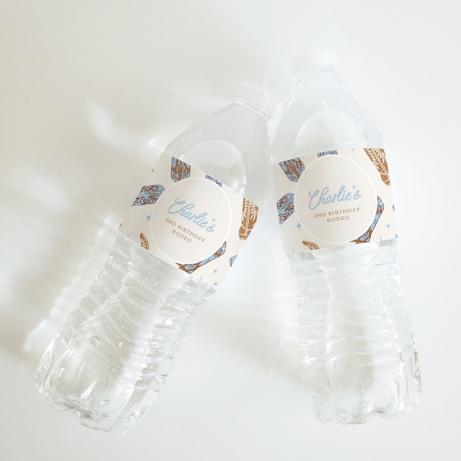 Cowboy Water Bottle Labels, Blue Western Birthday, Western Water Bottle ...