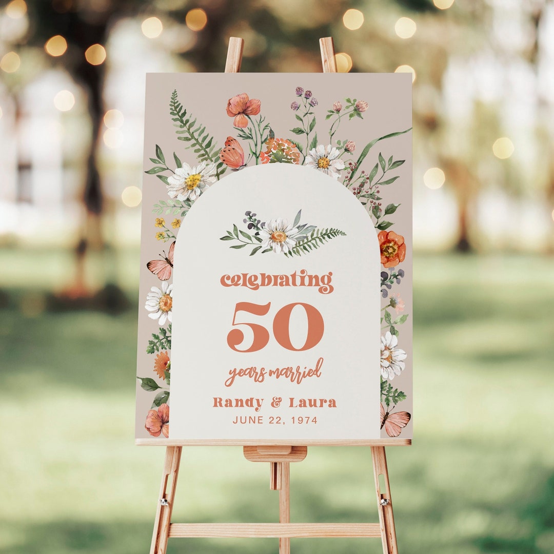 Wildflower Anniversary Party Welcome Sign, Wildflower Anniversary ...