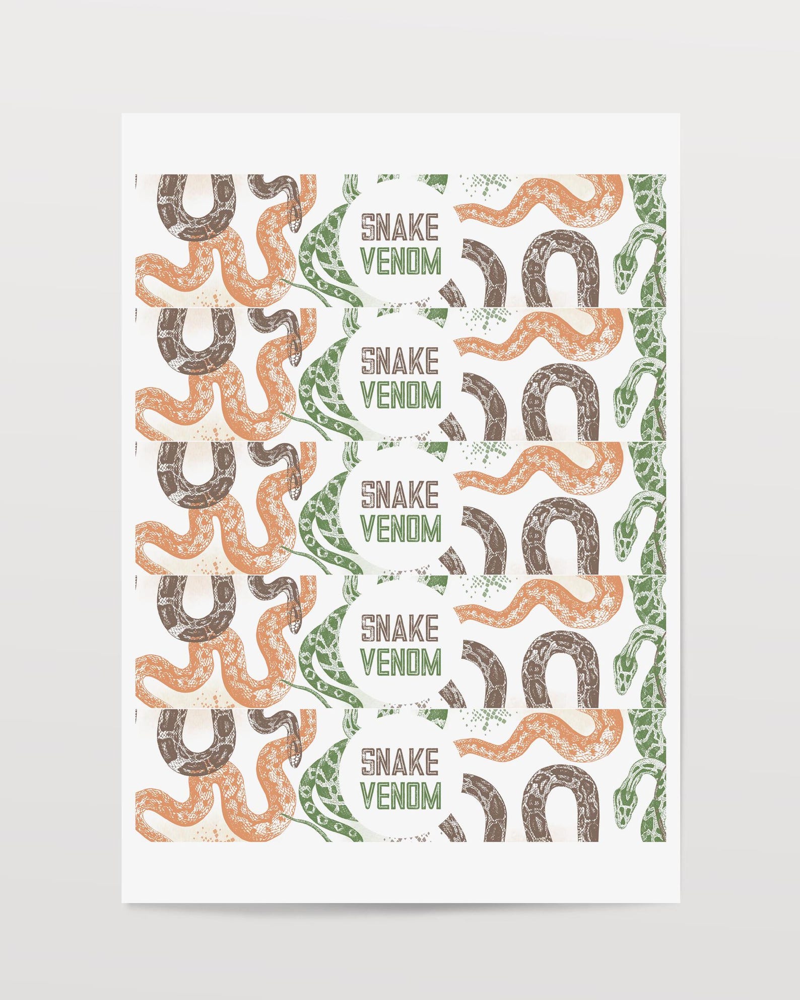 Digital Snake Party Water Bottle Labels, Snake Water Labels, Reptile ...