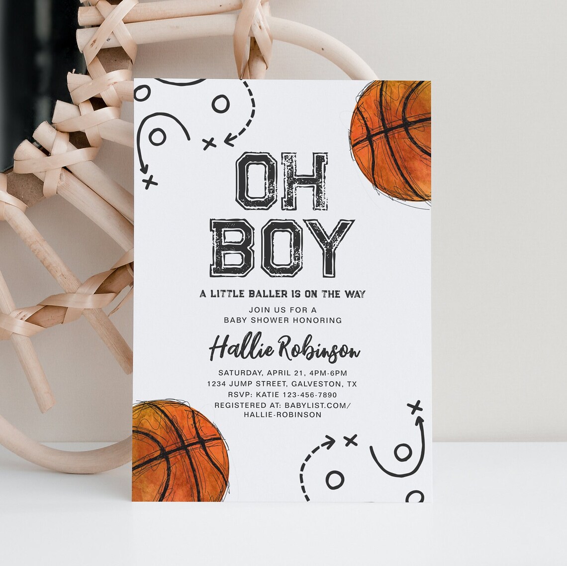 Basketball Baby Shower Invitation, Digital Basketball Shower Invitation ...