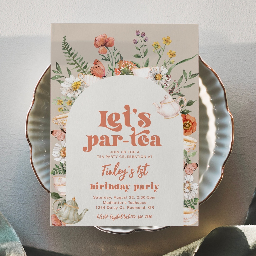 Wildflower Tea Party Birthday Invitation, Floral Tea Party Invitation ...