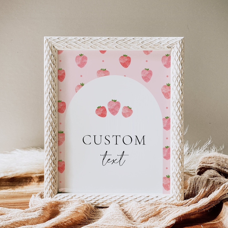 8x10 Editable Berry Sign, Printable Strawberry Sign, Custom Strawberry ...