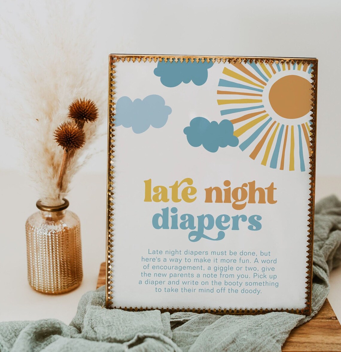 8x10 Digital Sun Late Night Diapers Sign, Here Comes the Son Shower ...