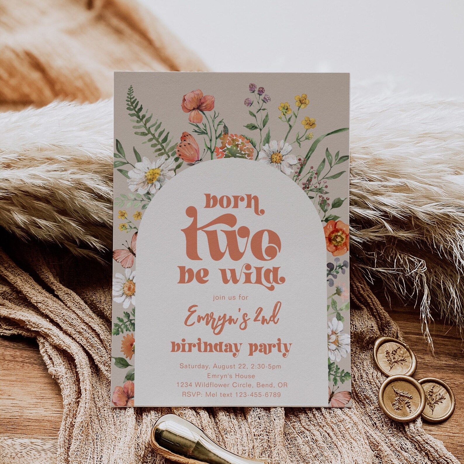 Born to Be Wild Wildflower Invitation, Wildflower Party Invitation ...