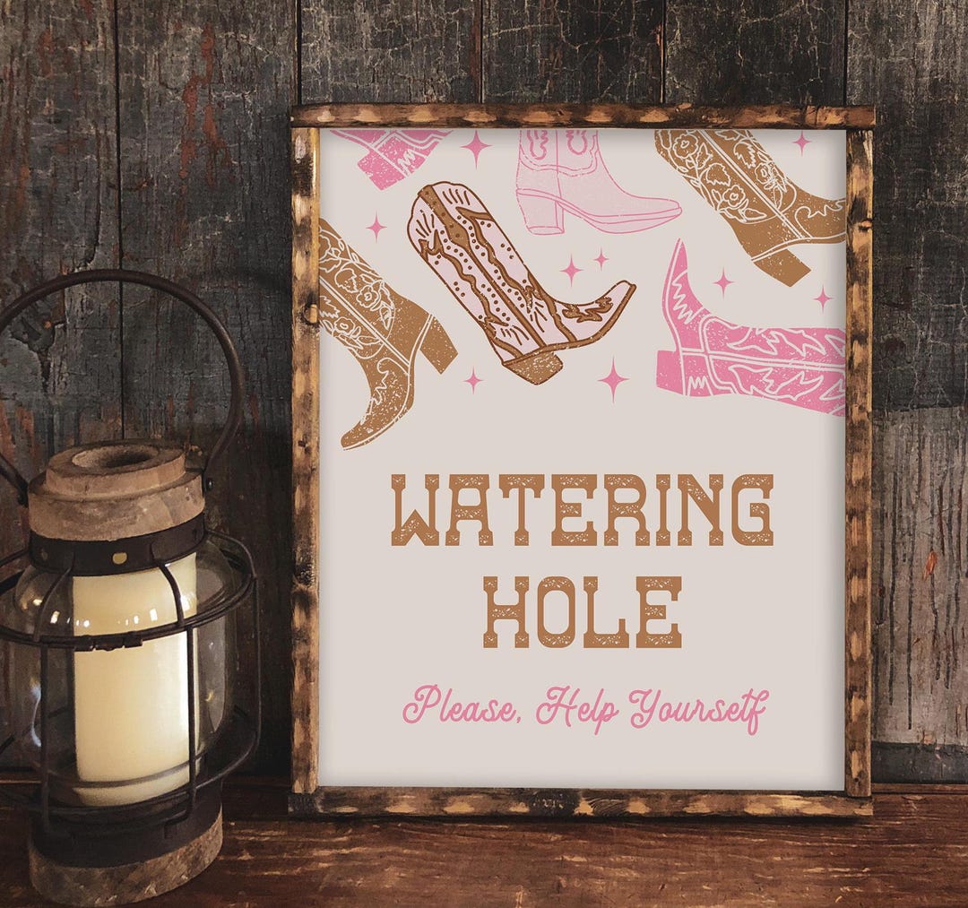 Girl's Western Watering Hole Sign, Pink Western Party Signs, Pink ...