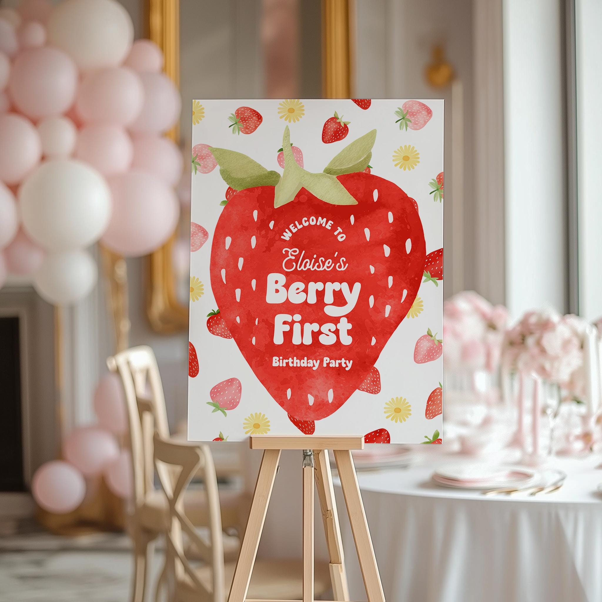 18x24 Berry First Birthday Party Welcome Sign, Berry Welcome Sign ...