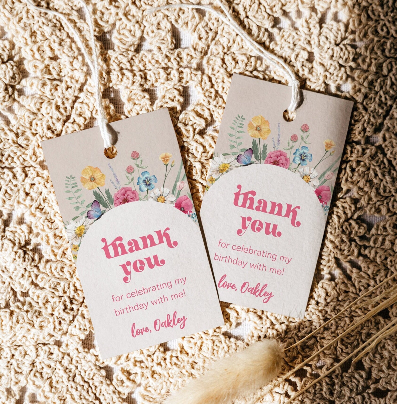 Wildflower Birthday Favor Tags, Wildflower Gift Tags, Digital ...