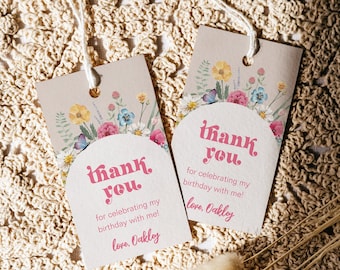 Wildflower Birthday Favor Tags, Wildflower Gift Tags, Digital ...