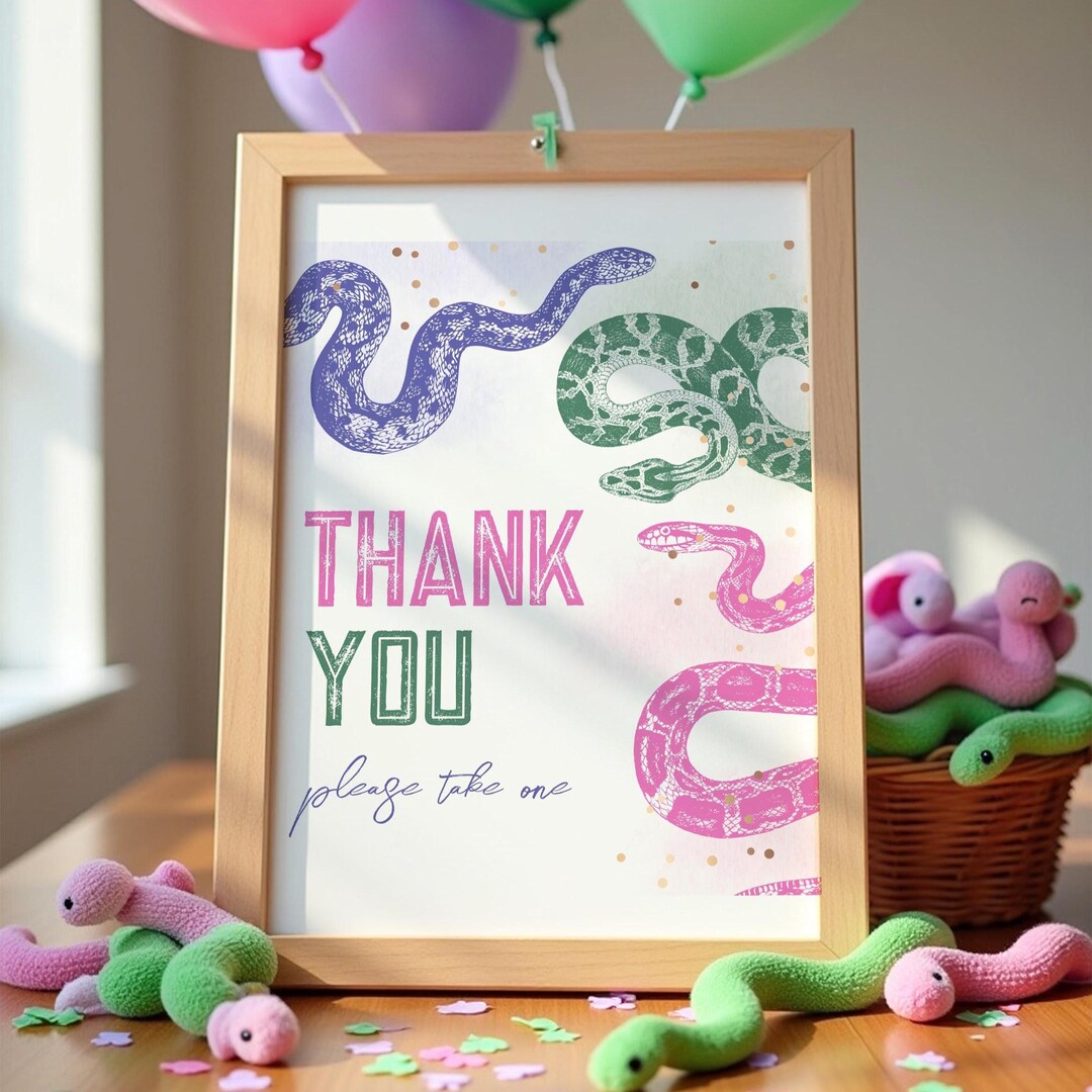 8x10 Editable Girl's Snake Party Favor Sign, Girl's Reptile Birthday ...
