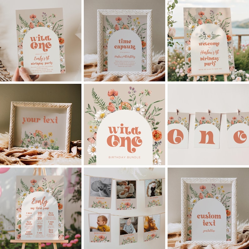 Wild One Wildflower Birthday Bundle, Wildflower Party Bundle ...
