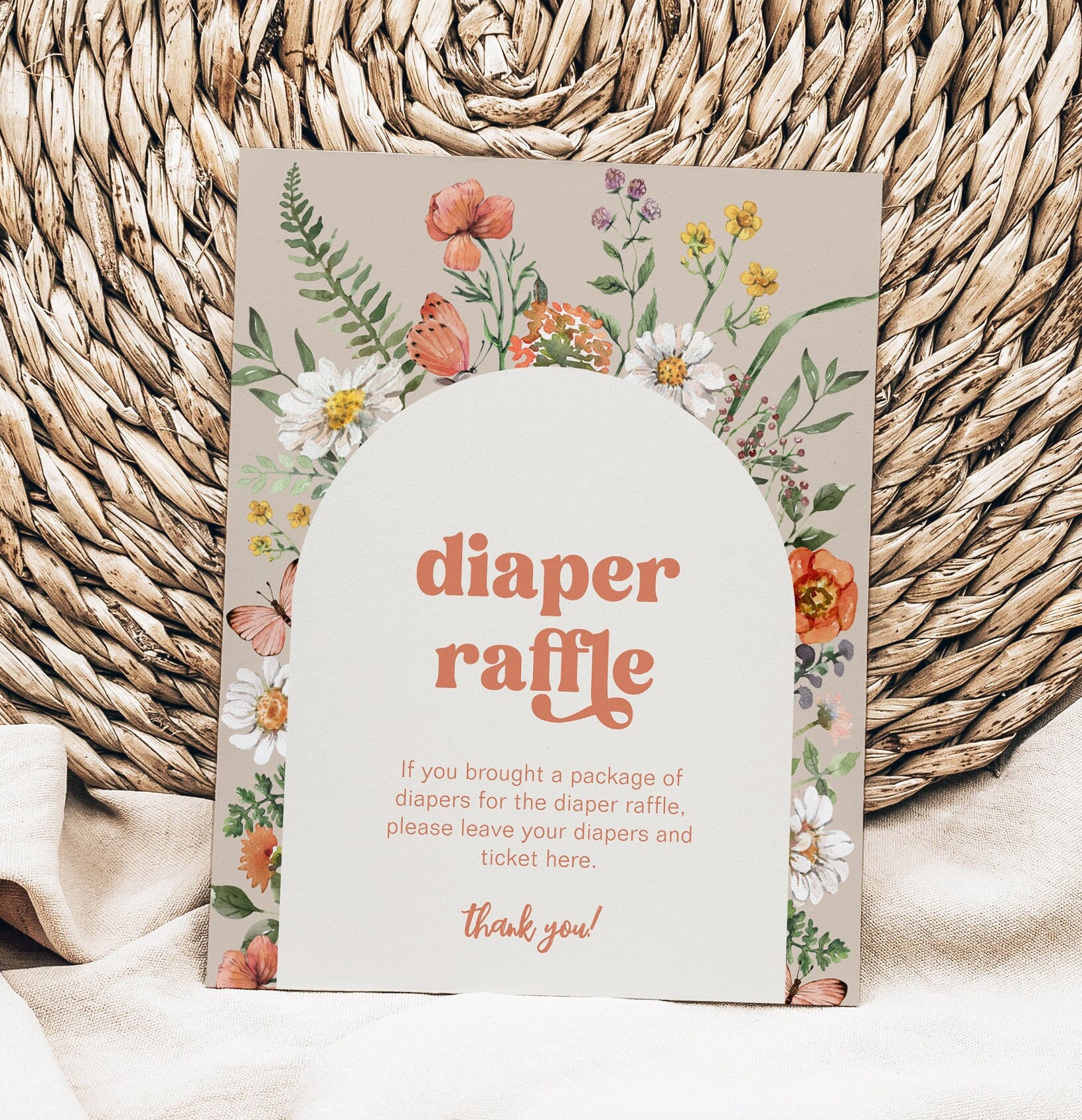 Editable 8x10 Wildflower Diaper Raffle Sign, Wildflower Baby Shower ...