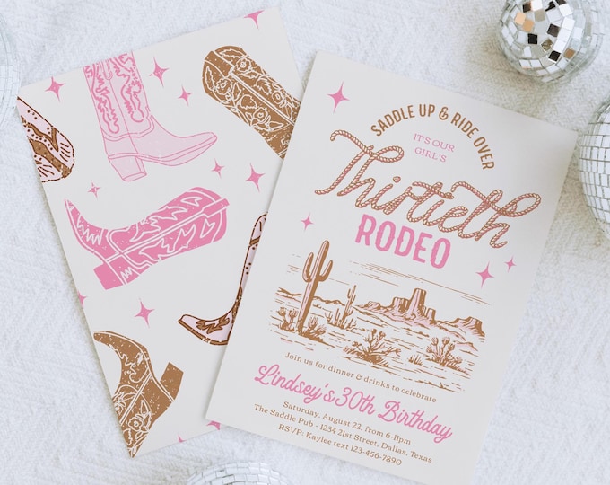 30th Rodeo Birthday Invitation, Women's Western Birthday Invitation ...