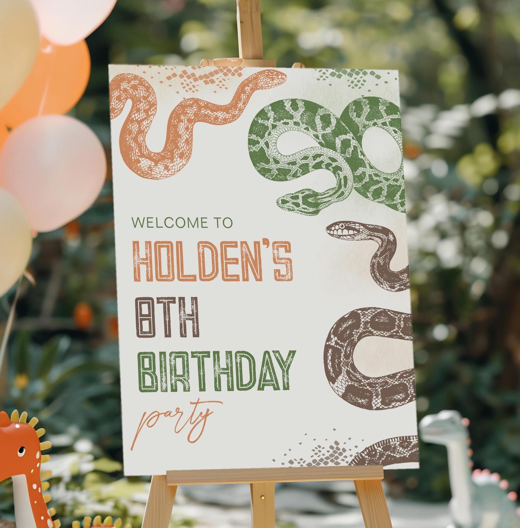 Digital Snake Party Welcome Sign, 18x24 Snake Welcome Sign, Reptile ...