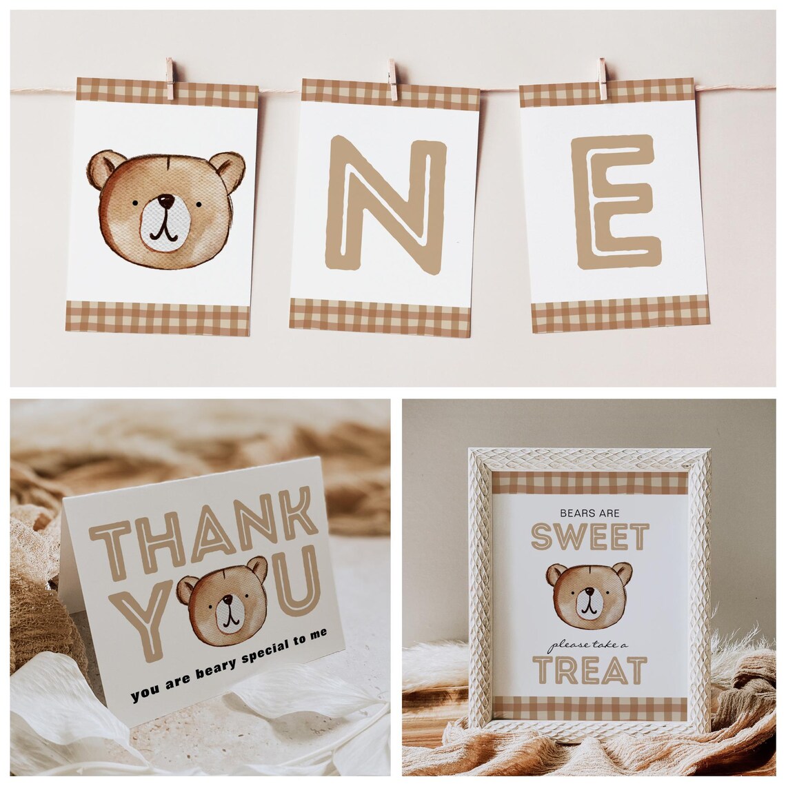 Bear First Birthday Bundle, Beary First Birthday Party, Bear Birthday ...