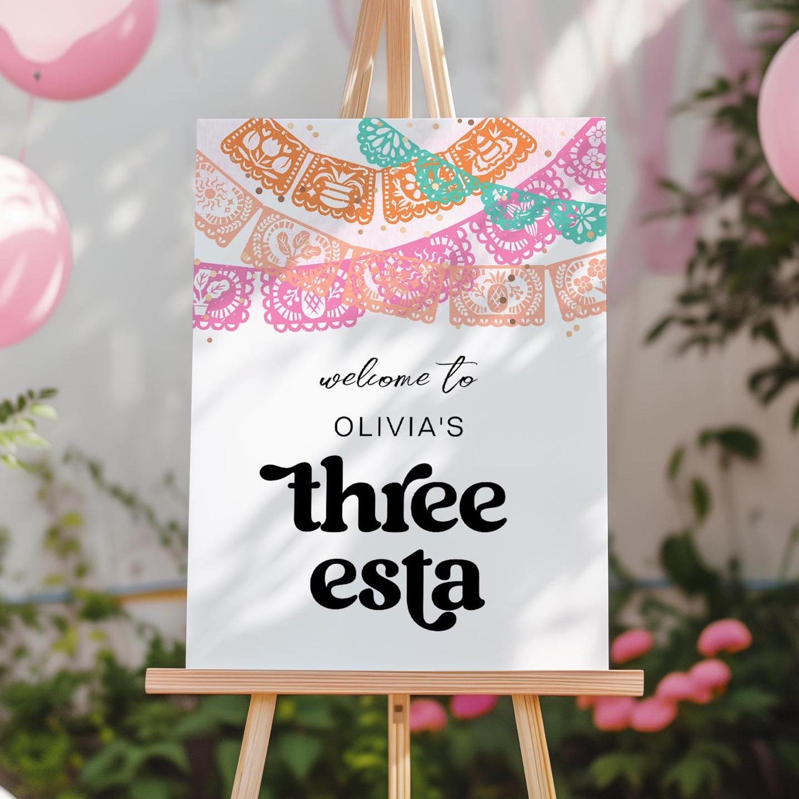 18x24 Three-esta Birthday Welcome Sign, Girl's 3rd Fiesta Welcome Sign ...